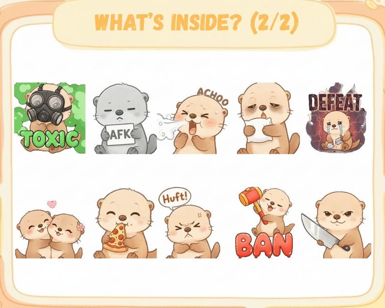 20 Animated Kawaii Sea Otter Emotes GIF Pack: Chibi Twitch Discord ...