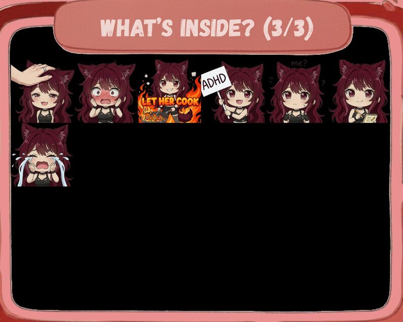 55 Kawaii Red Hair Cat Girl Emotes Pack: Chibi Twitch Discord Stickers ...