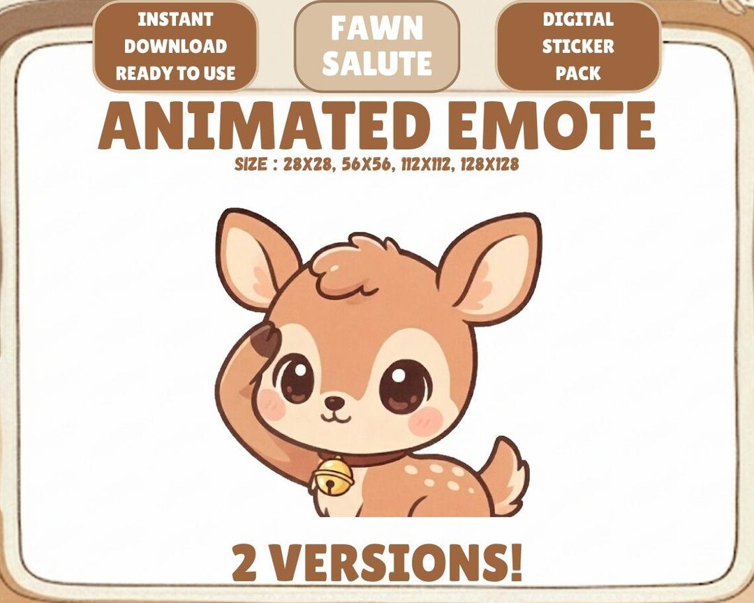 Animated Fawn Salute Emote GIF: Chibi Twitch Discord Emote (digital ...