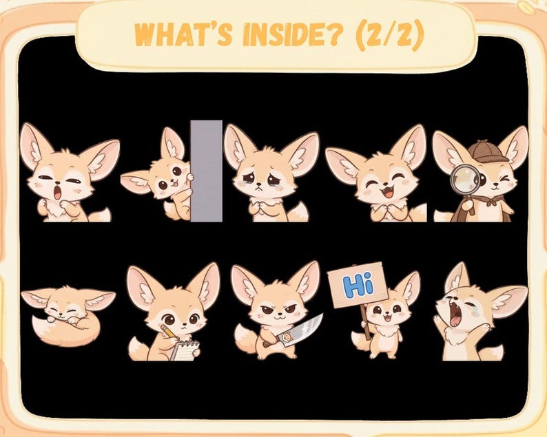 20 Animated Fennec Fox Emotes GIF Pack: Chibi Twitch Discord Emotes ...