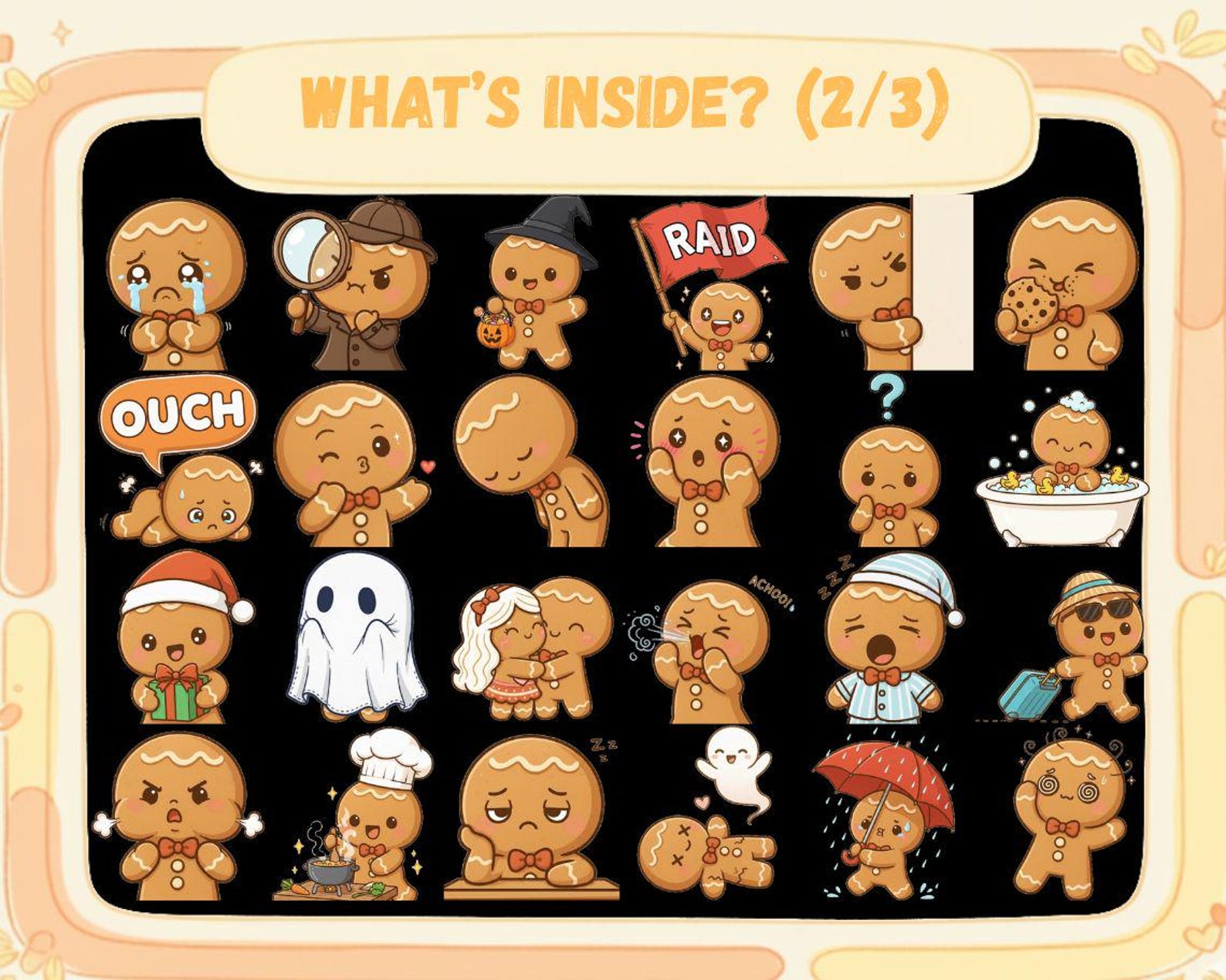 55 Gingerbread Emotes: Kawaii Chibi Twitch, Discord (digital Download ...