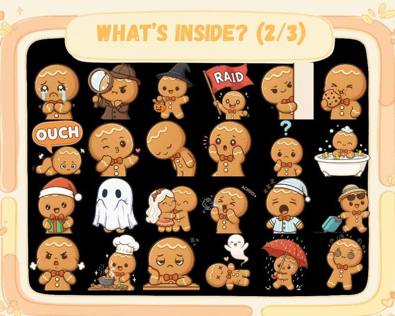 55 Gingerbread Emotes: Kawaii Chibi Twitch, Discord (digital Download ...