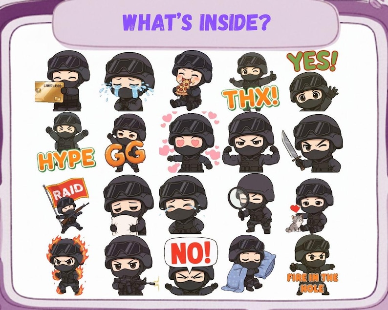 20 Animated CS2 CT Operator Emotes GIF Pack: Chibi Twitch Discord ...