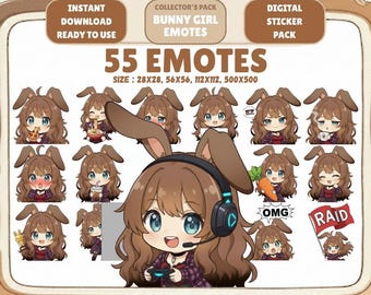 55 Holland Hop Bunny Girl Emotes: Kawaii Chibi Twitch, Discord (digital ...