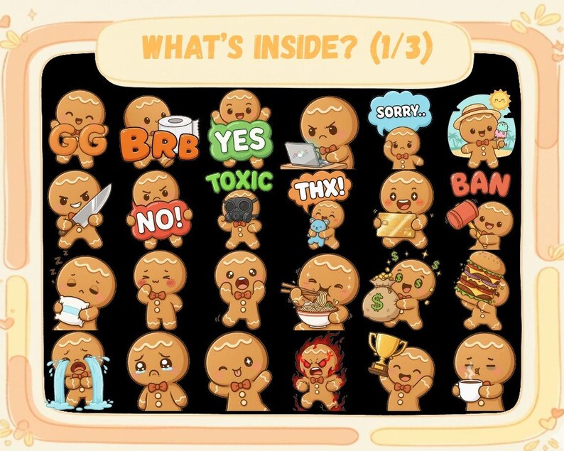 55 Gingerbread Emotes: Kawaii Chibi Twitch, Discord (digital Download ...