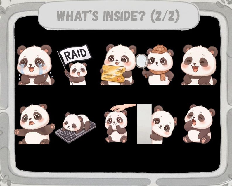 20 Animated Panda Emotes GIF Pack: Chibi Twitch Discord Emotes (digital ...