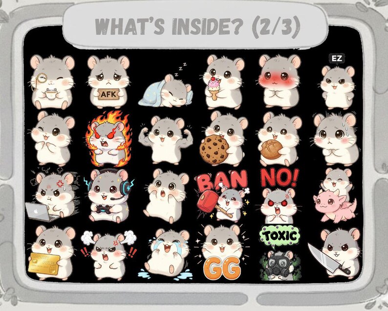 50 Kawaii Hamster Emotes PNG Pack: Chibi Twitch Discord Emotes (digital ...