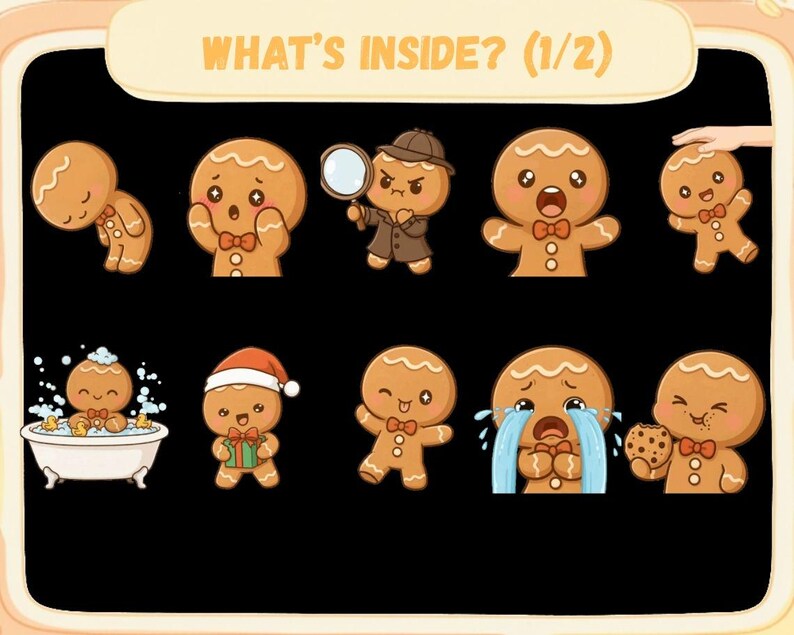 20 Animated Kawaii Gingerbread Emotes GIF Pack: Chibi Twitch Discord ...