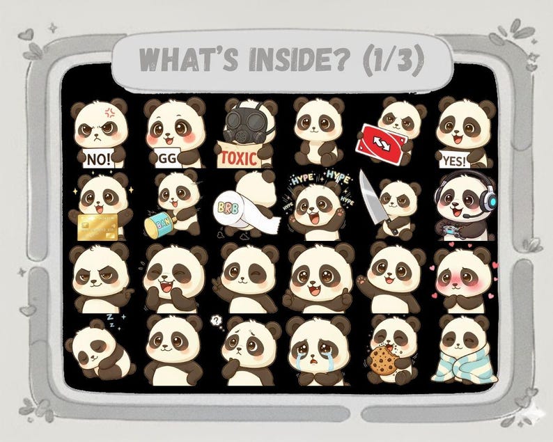50 Kawaii Panda Emotes PNG Pack: Chibi Twitch Discord Emotes (digital ...
