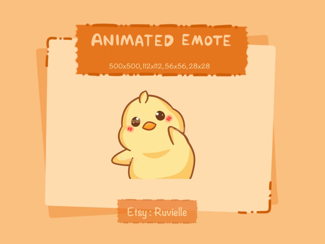 Cute Chick Waving Hello Emote GIF | Kawaii Blushing Yellow Chick ...