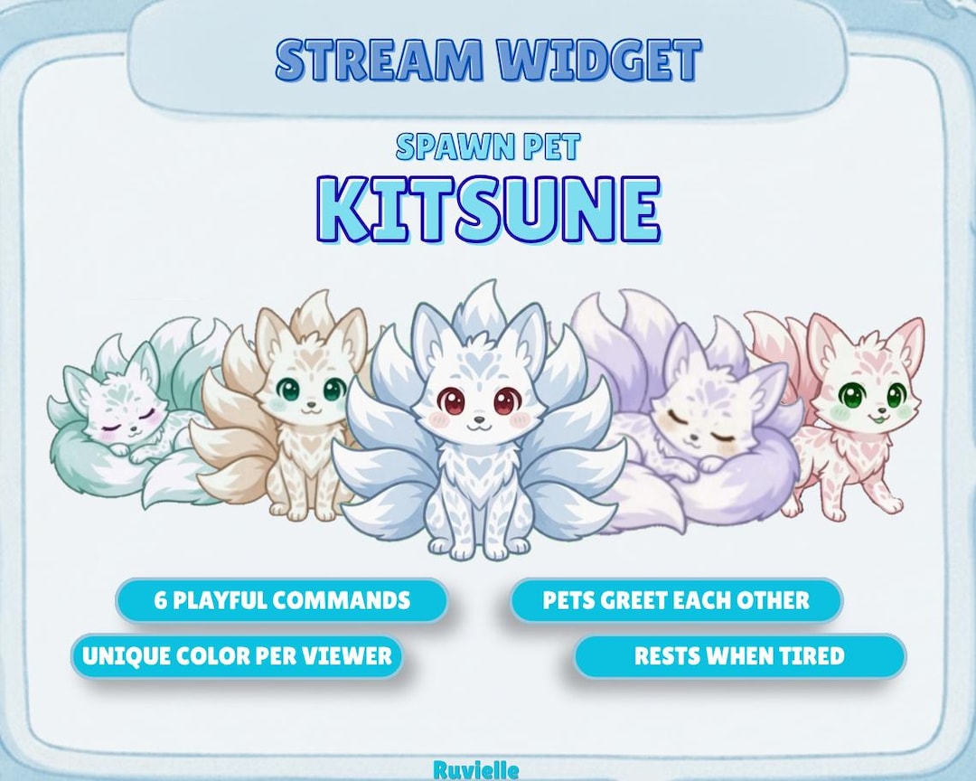 Kitsune Pet Stream Widget: Animated Twitch Chat Companion (digital ...