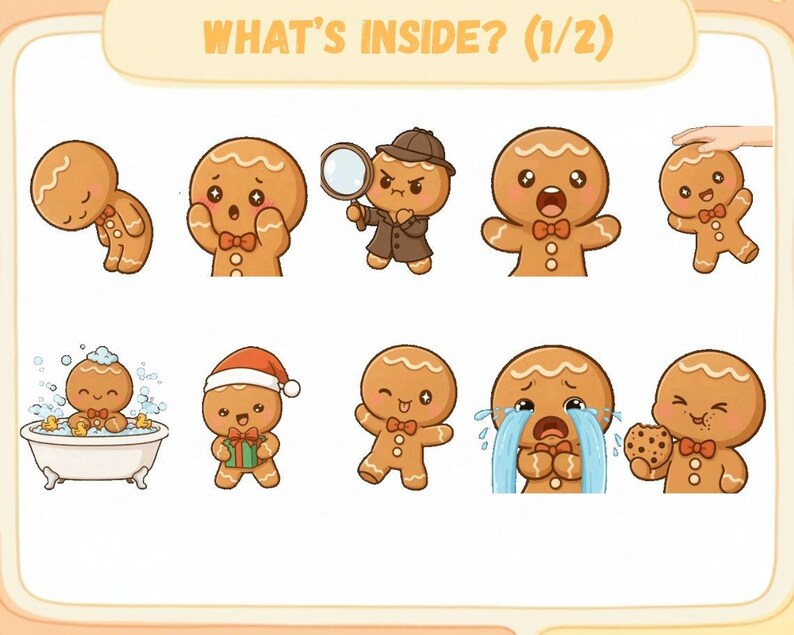 20 Animated Kawaii Gingerbread Emotes GIF Pack: Chibi Twitch Discord ...