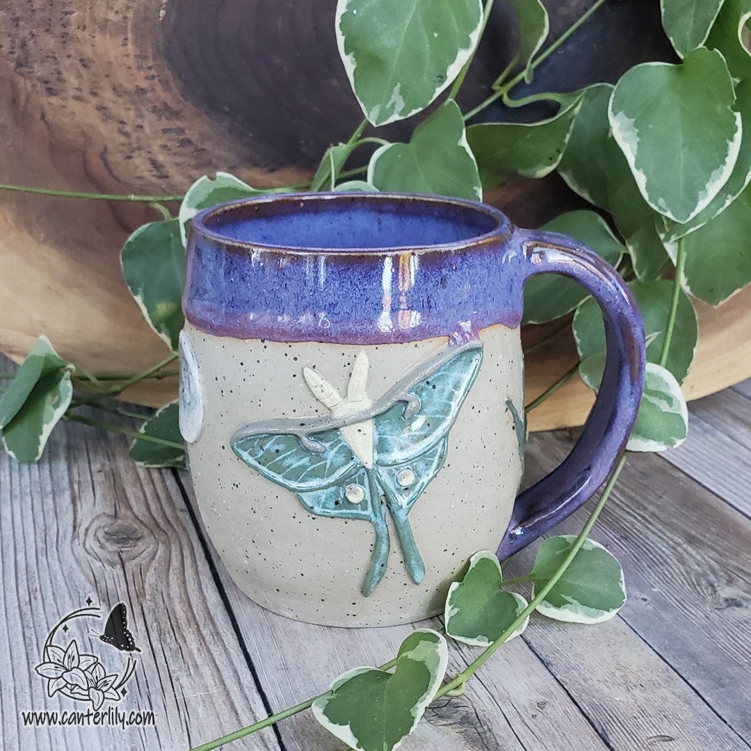 Purple Luna Moth Mug – 16 Oz - Ceramic - Wheel Thrown Pottery - Etsy