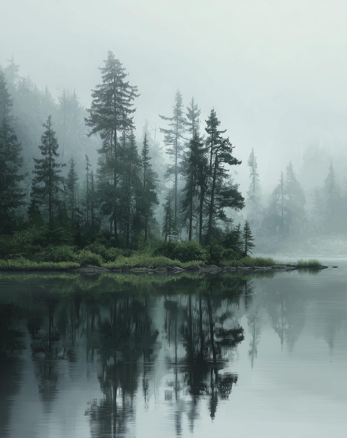Nature Landscape Art Print Set: Forest, Mountain, Ocean (5 Digital ...