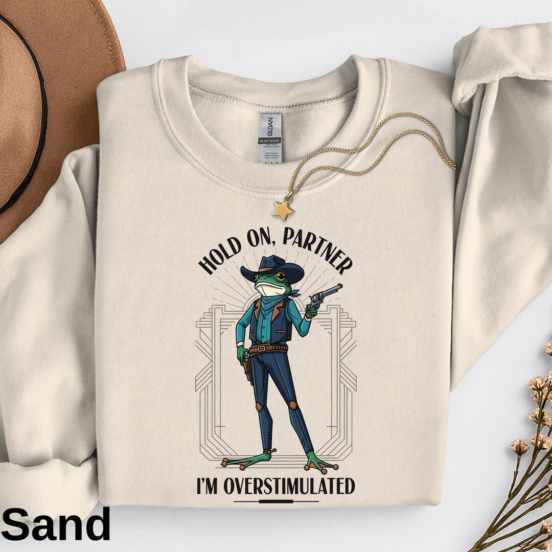 Hold On, Partner — I'm Overstimulated Art Deco Cowboy Frog, Rootin ...