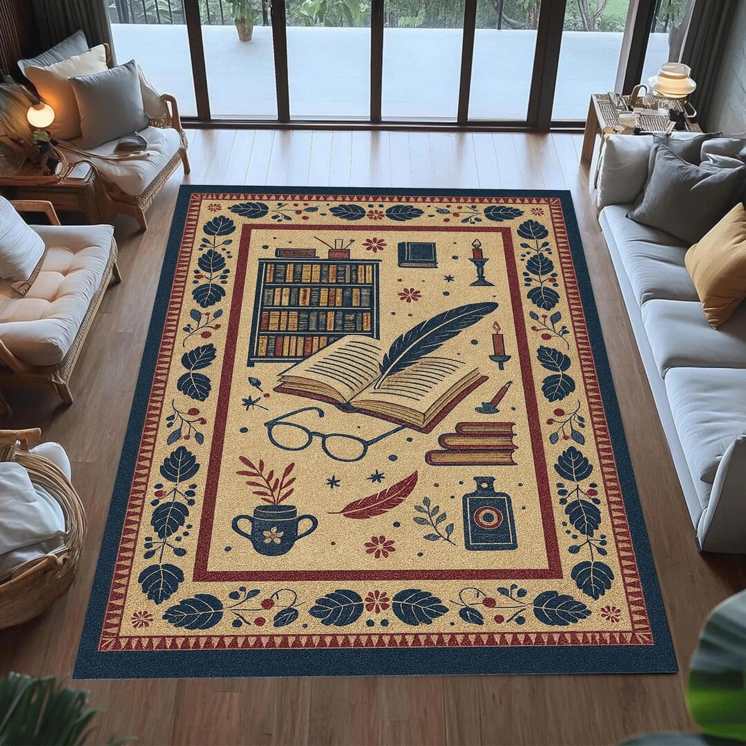 Vintage Book Lover Rug: Library Reading Room Carpet - Etsy