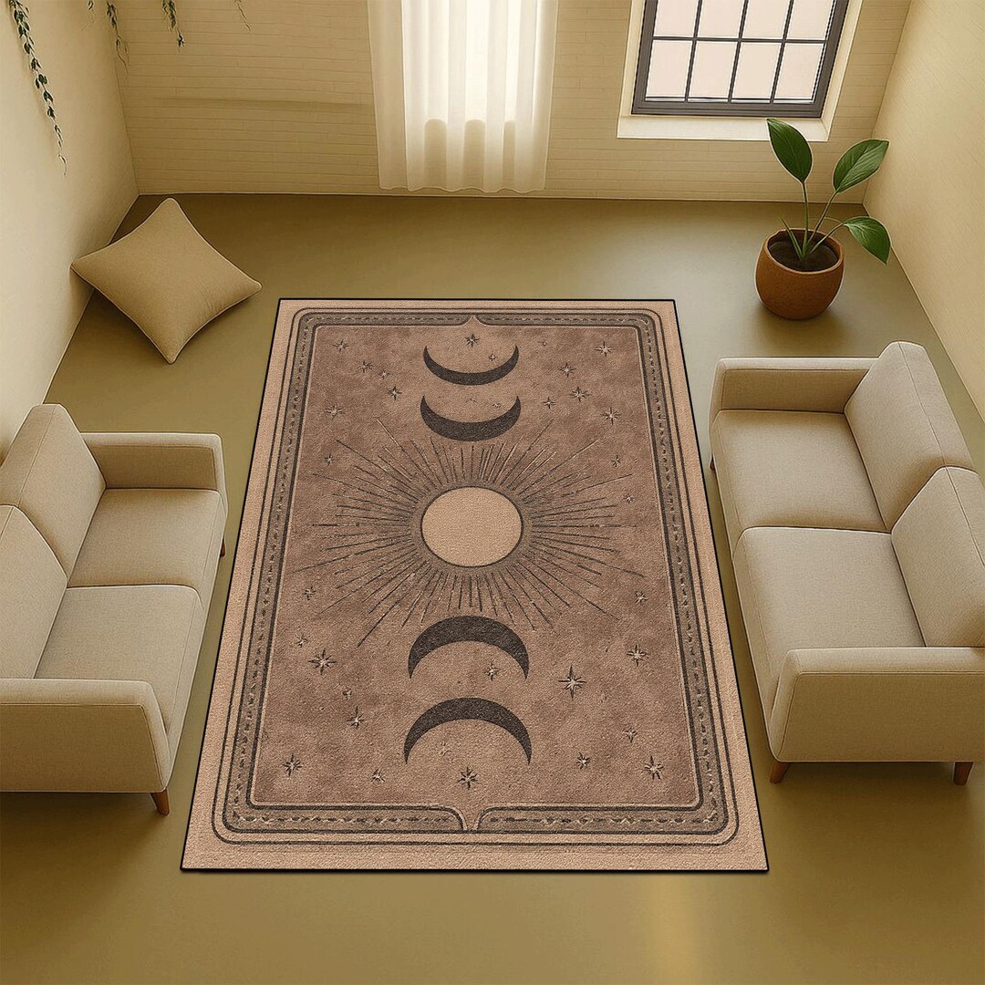 Boho Sun & Moon Phase Rug - Etsy