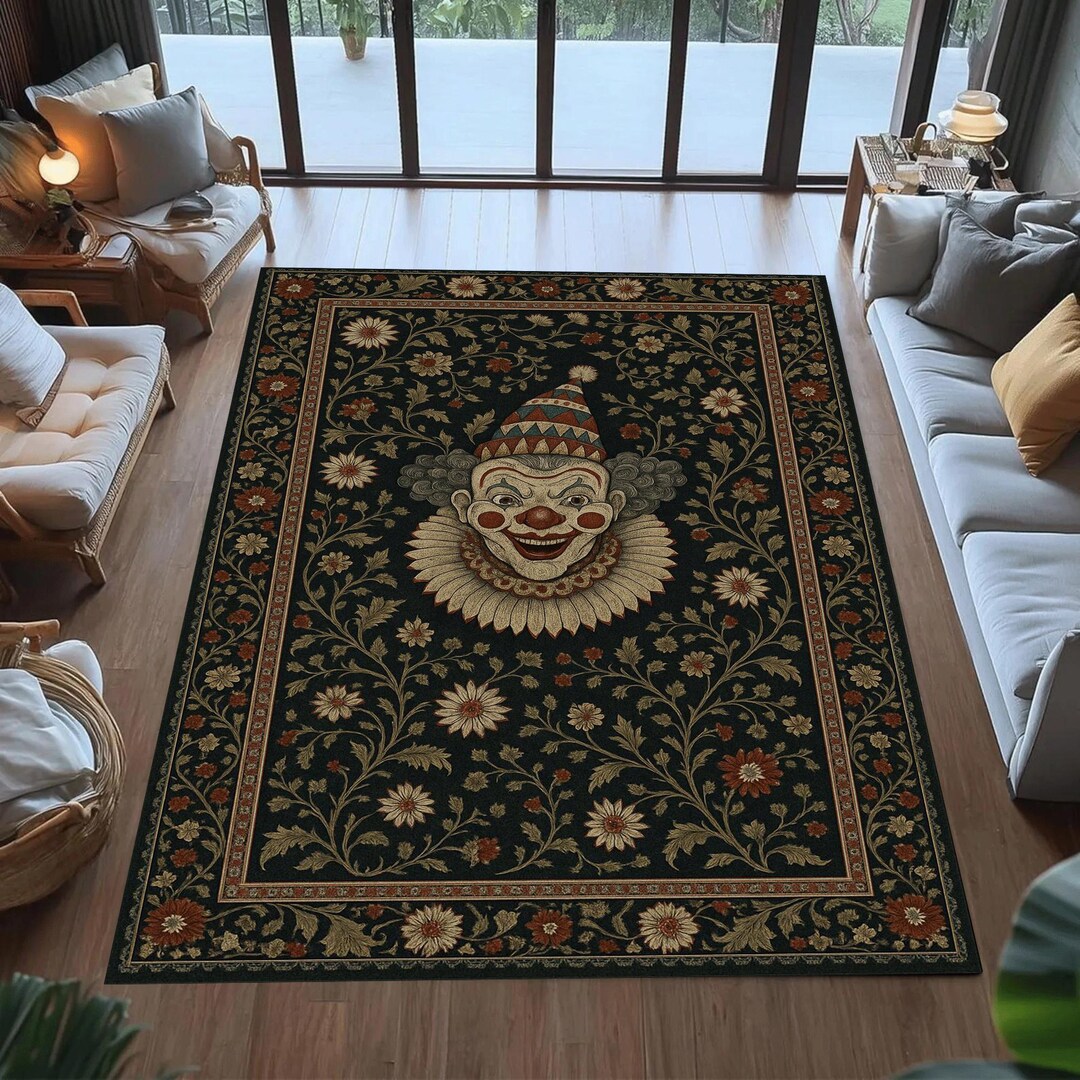 Gothic Halloween Clown Rug – Creepy Floral Circus - Etsy