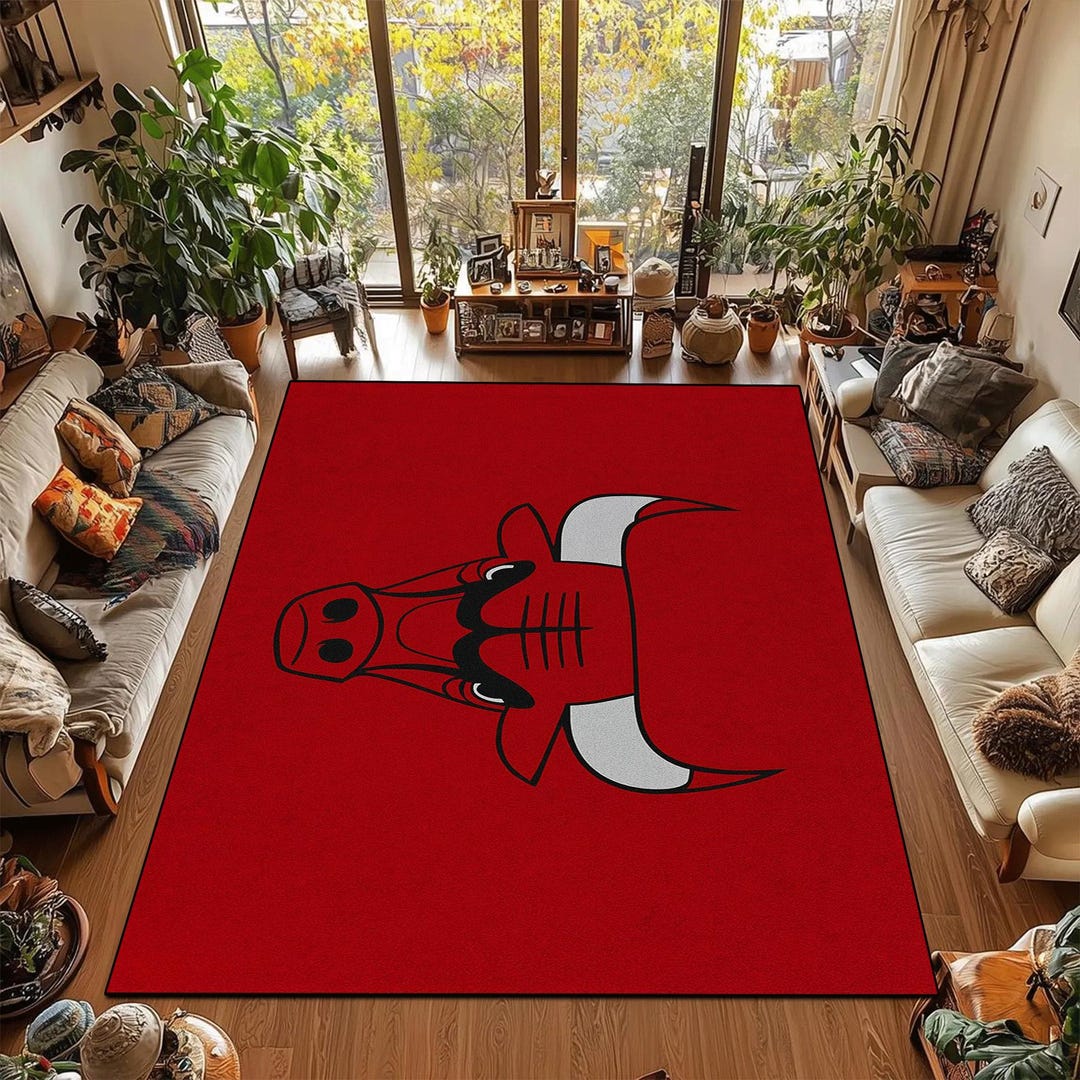 Chicago Bulls Rug: Bold Red Sports Team Carpet, Man Cave Decor - Etsy UK