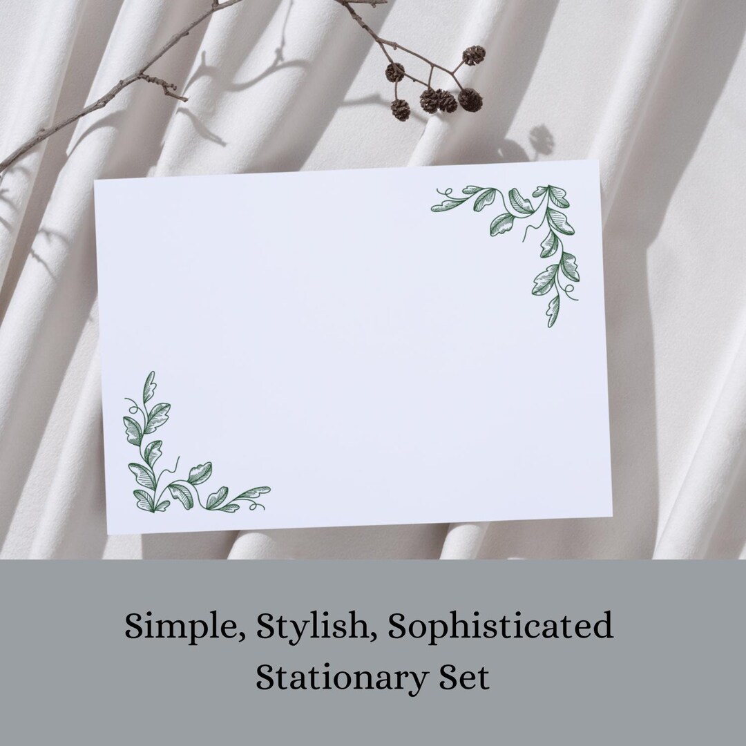 Simple Minimalist Stylish Stationary Set Leaf Design Printable - Etsy