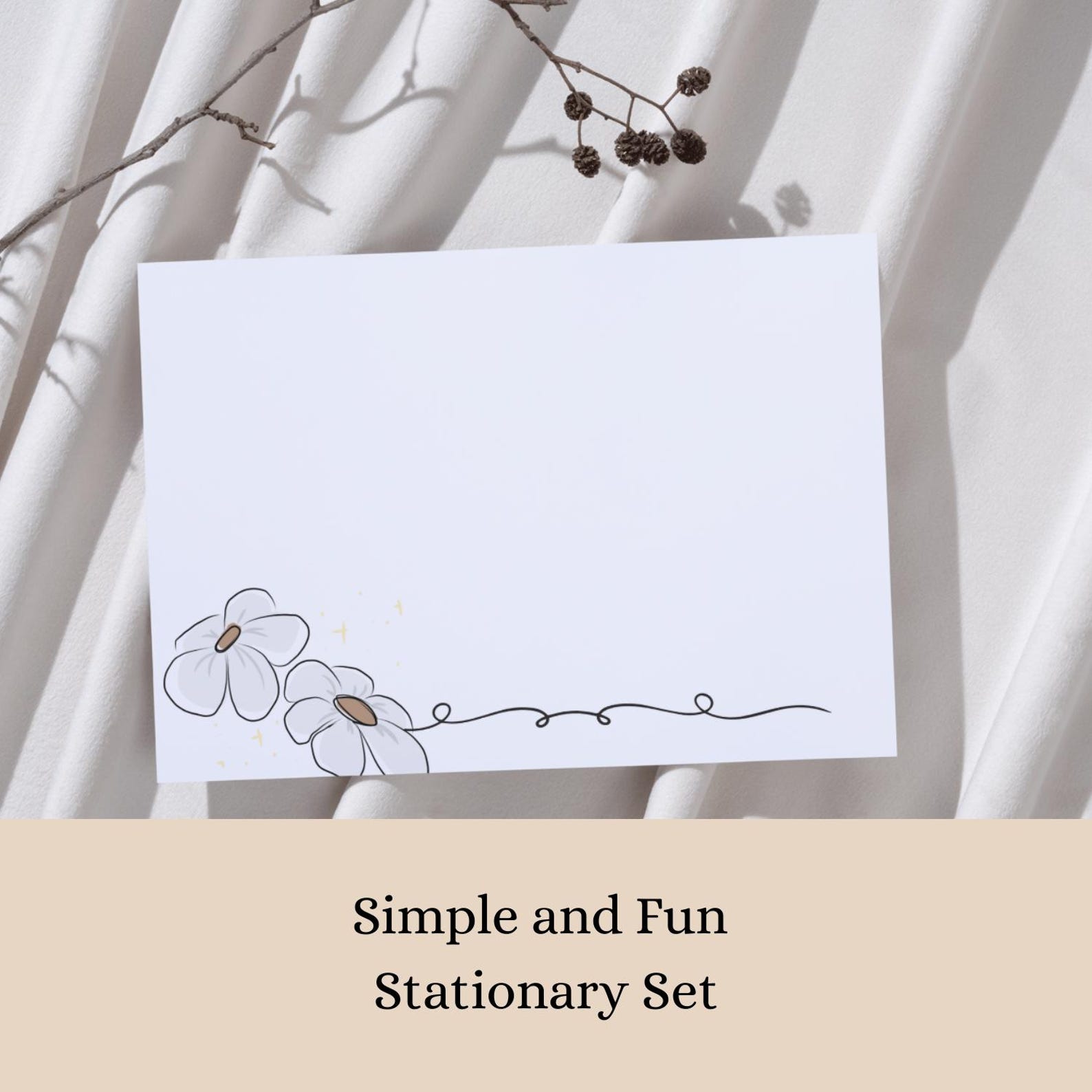 Printable Simple and Fun Daisy Flower Stationary Digital Print Design ...