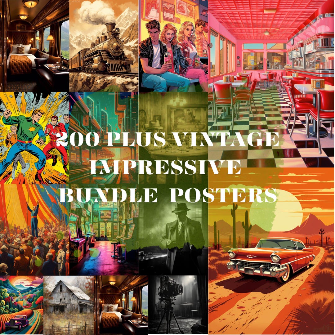 VINTAGE IMPRESSIVE BUNDLE Posters - Etsy