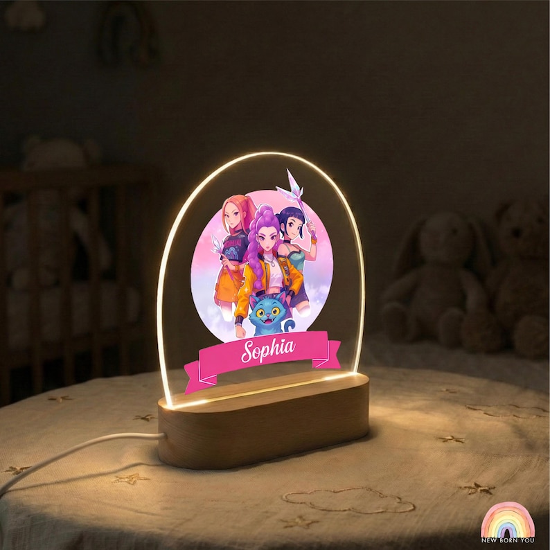 Personalised Kpop Demon Hunters Night Light With Name, Custom K Pop ...