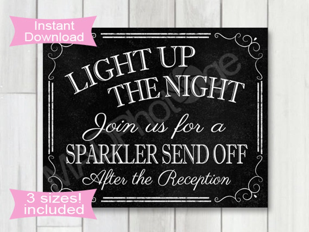 Sparkler Send off Chalkboard Sign, Sparkler Sign, Printable Sparkler ...