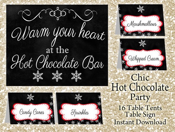 Hot Chocolate Bar Sign, Printable Hot Cocoa Party Pack, Instant ...