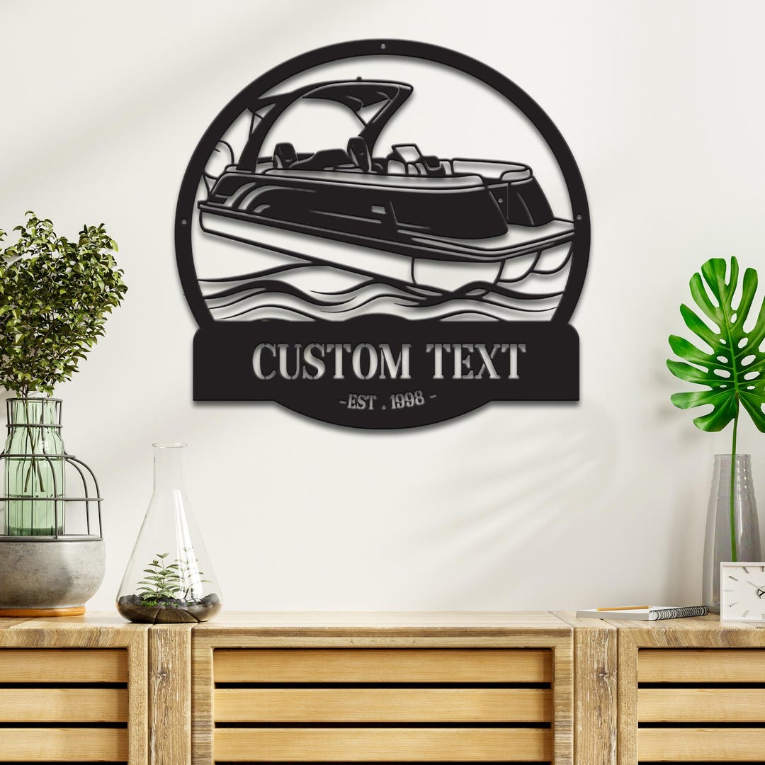 Custom Pontoon Boat Metal Sign – Personalized Lake House Decor With ...