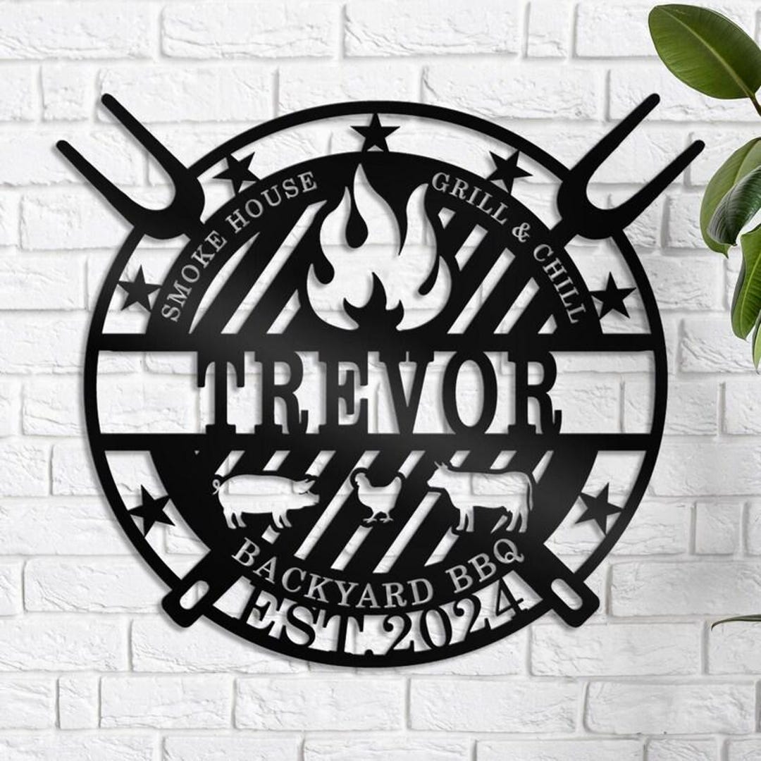 Personalized Smokehouse Metal Sign-santa and Reindeers Décor-outdoor ...
