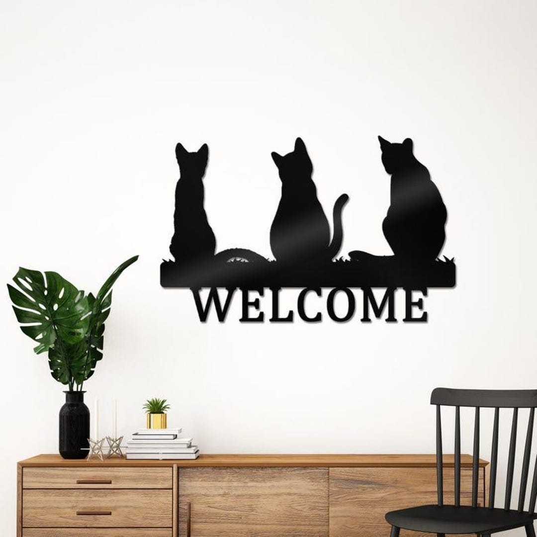 Customize Cat Welcome Sign - Cat Monogram - Cat Family Name Sign ...
