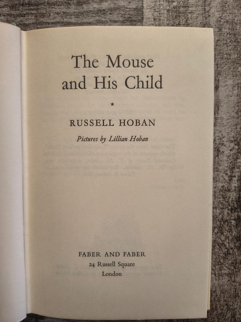 1969 the Mouse and His Child – Russell Hoban | Vintage Hardcover ...