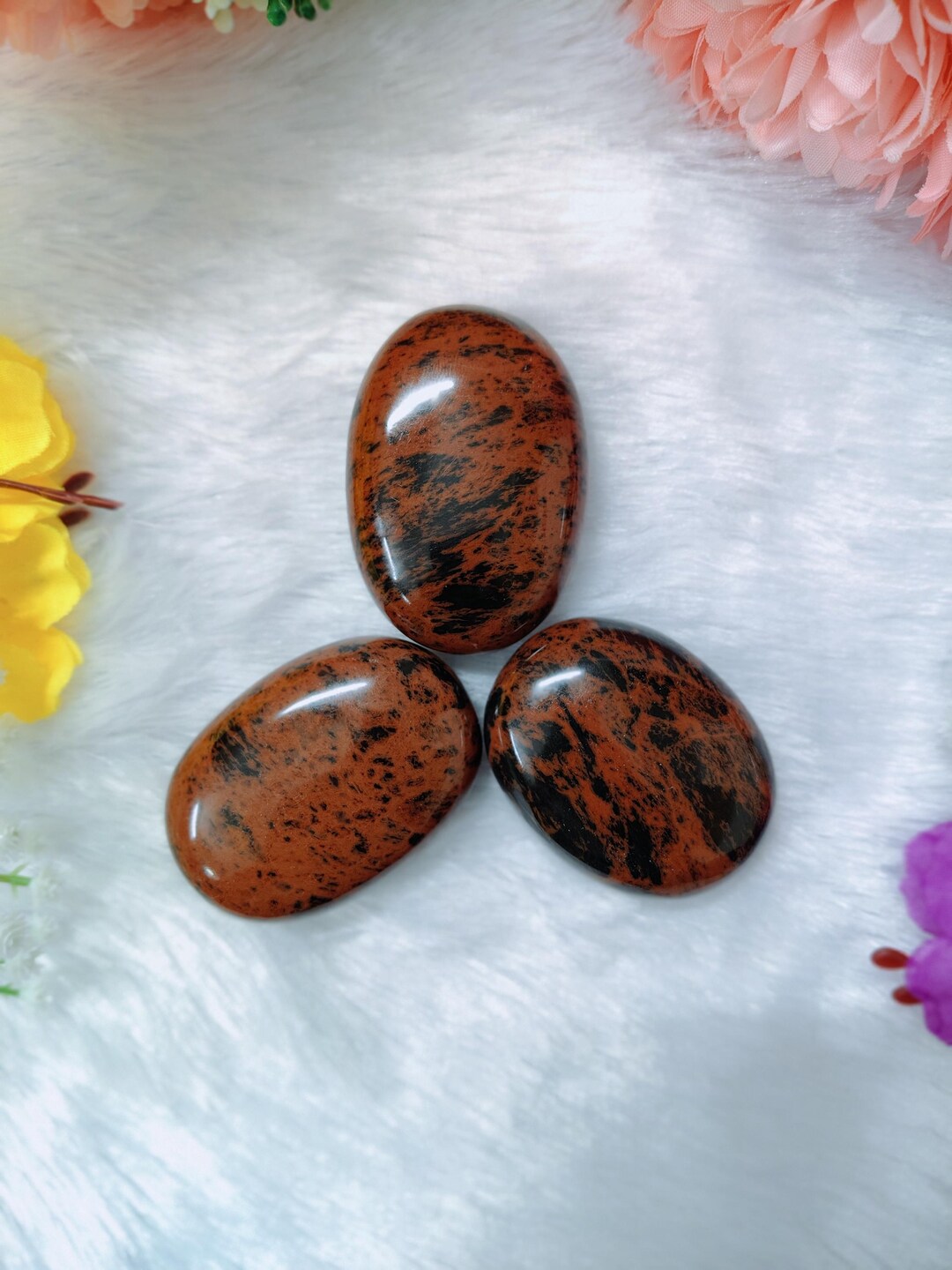 Bulk Mahogany Obsidian Crystal Palm Stone Set of 3 | High Grade ...