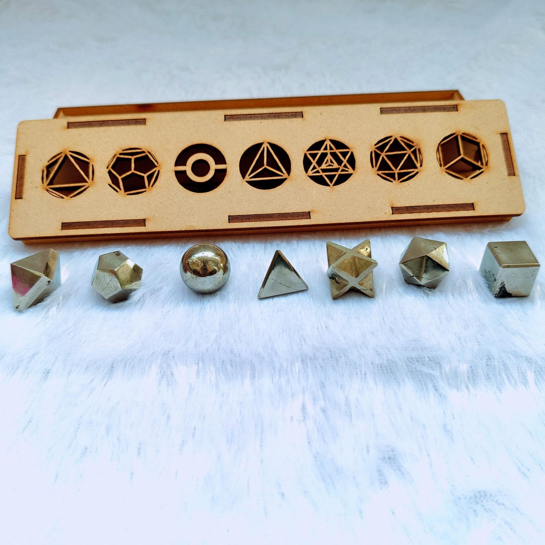Pyrite Platonic Solids Set | 7pcs Sacred Geometry Crystals With Free ...