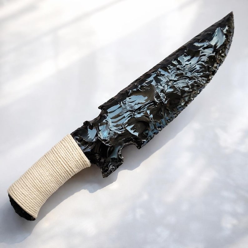 Blade of the First Flame Obsidian Knife 10 Inch | Hand Knapped Volcanic ...