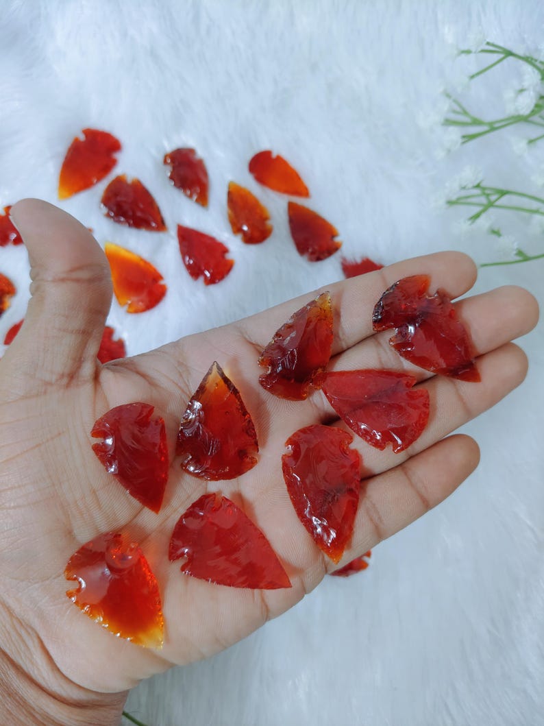 Hand Carved Red Obsidian Glass Arrowhead – Mini Crescent Point - Etsy