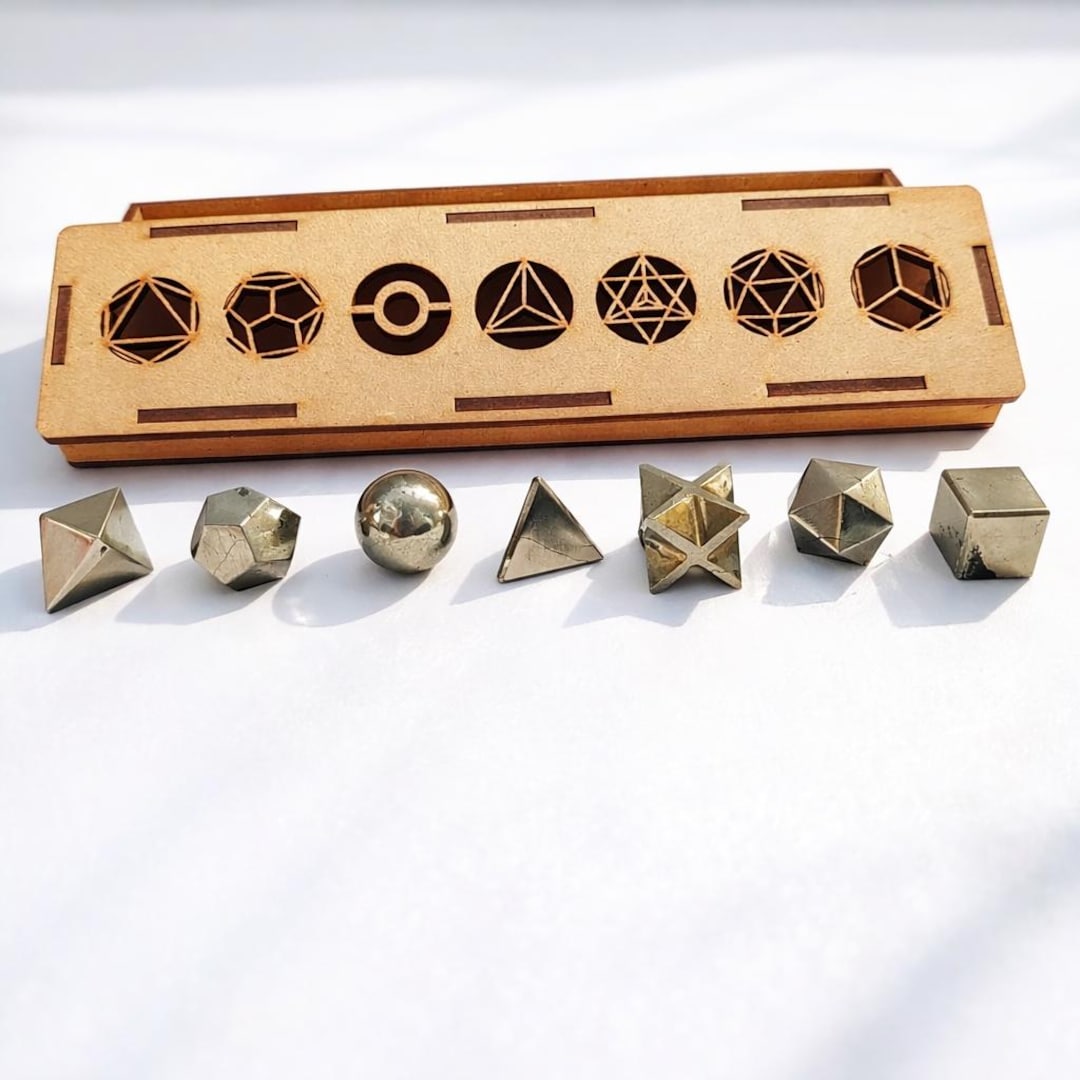 Pyrite Platonic Solids Sacred Geometry Set | 7 Piece Crystal Geometry ...