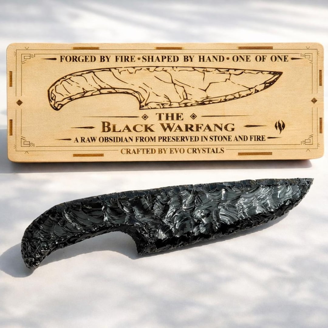 The Black Warfang Obsidian Knife Blade 10 Inch | Hand Knapped Volcanic ...