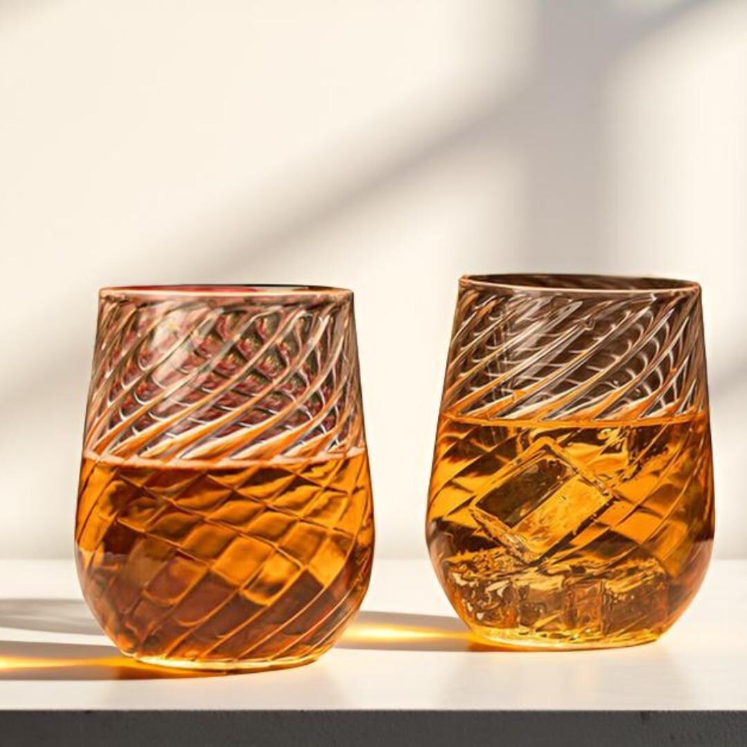 Handcrafted Swirl Whiskey Glasses – Elegant Barware Set, 440ml - Etsy