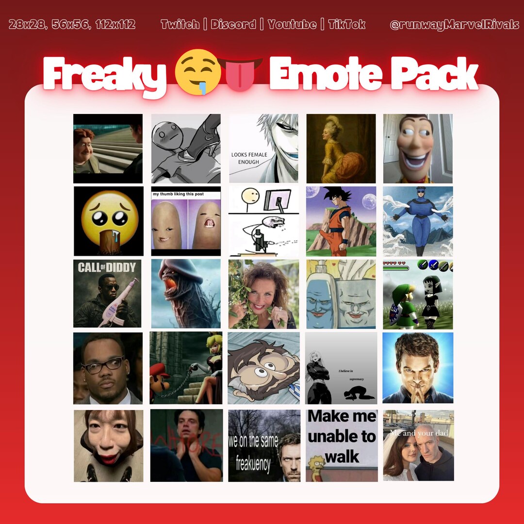 FREAKS 50 Emote Pack | Funny Meme Emotes for Twitch, Discord, Youtube ...