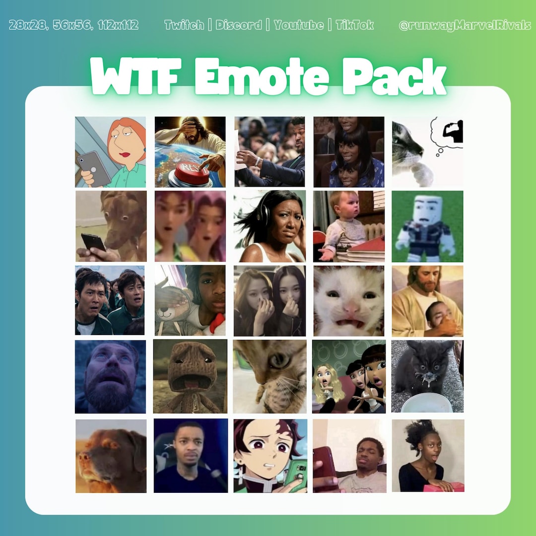 WTF 50 Emote Pack | Funny Meme Emotes for Twitch, Discord, Youtube ...