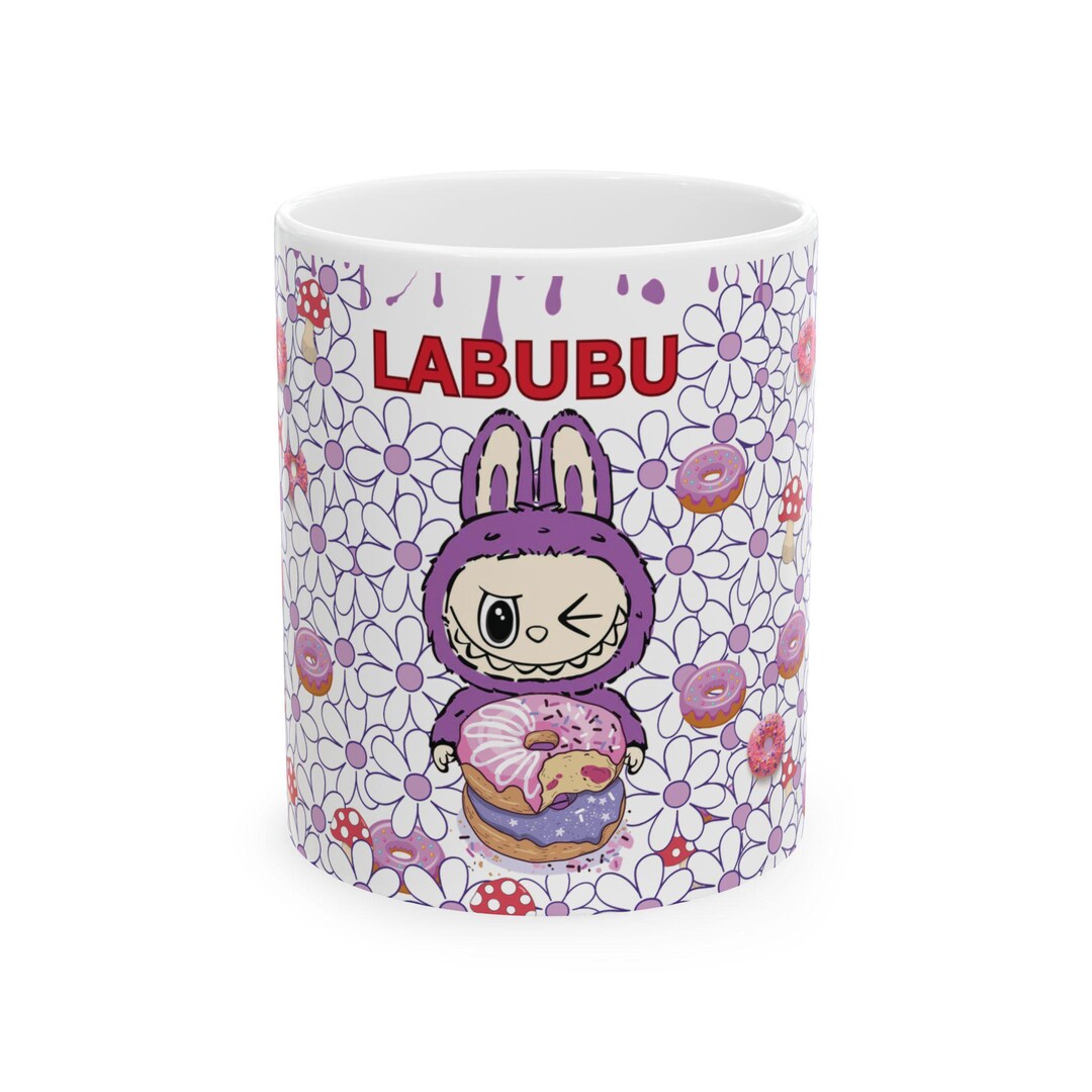 Cute Cartoon Bunny Ceramic Mug - Labubu Design, Floral Coffee Cup, Gift ...
