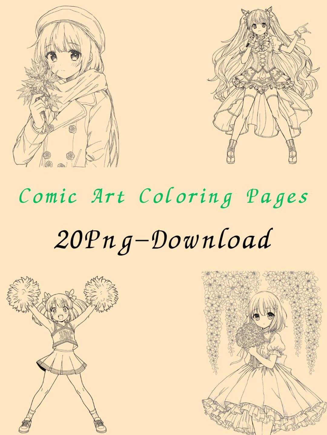 Coloring Pages for Girls 28png Nostalgic Anime-style Coloring Pages for ...