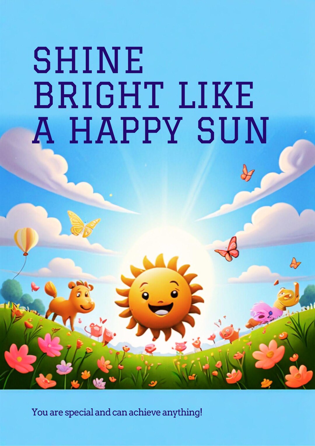 Motivational Poster for Children- Shine Bright Like A Happy Sun - Etsy