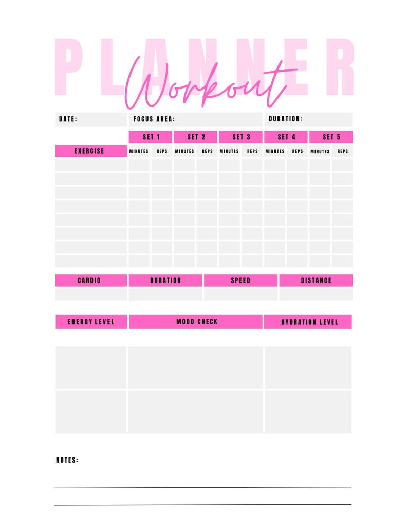 Editable Workout Planner Canva Template - Etsy