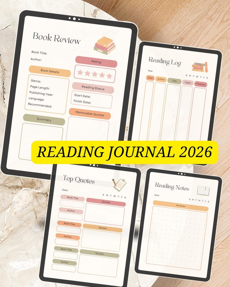 Printable Book Review Template: Reading Journal, Book Tracker (PDF ...