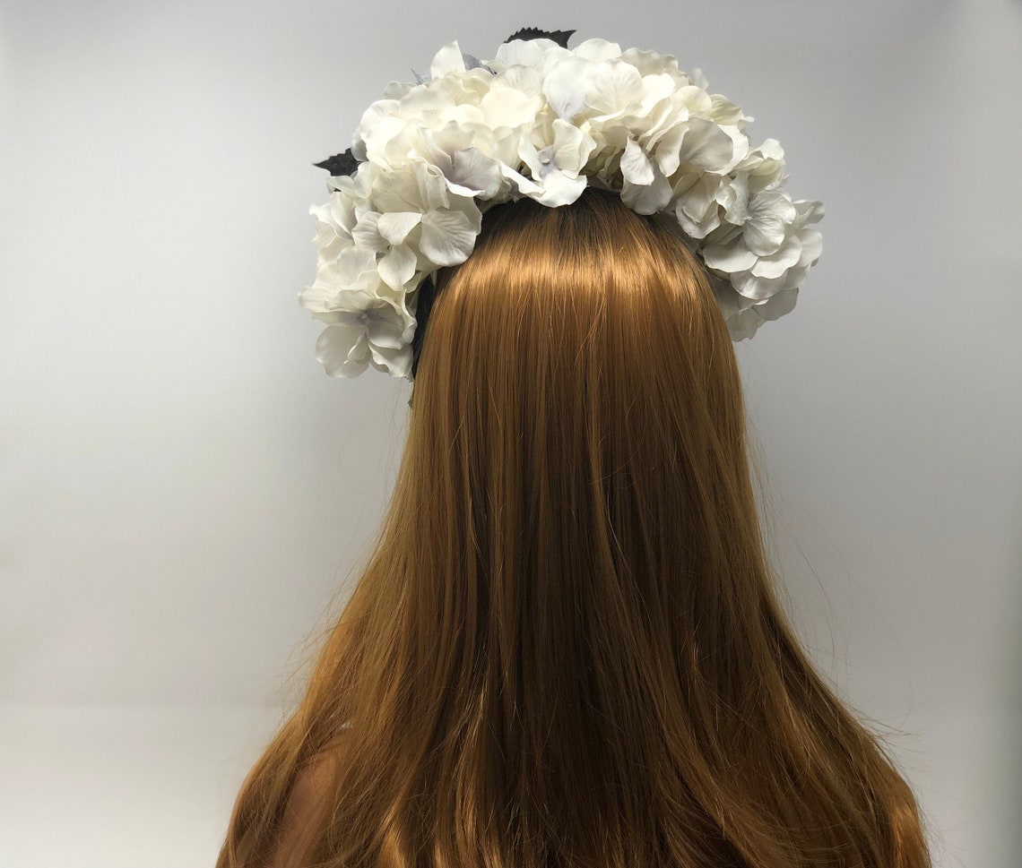 Cream Gray Flower Crown Floral Headpiece Renaissance Flower - Etsy