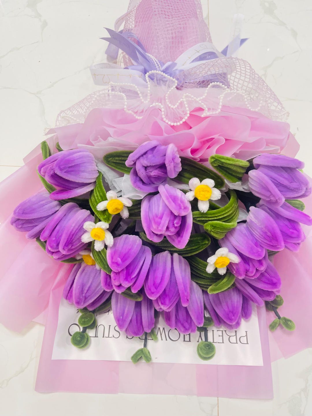 Handmade Velvet Wire Purple Tulip Bouquet – Unique Forever Flowers - Etsy
