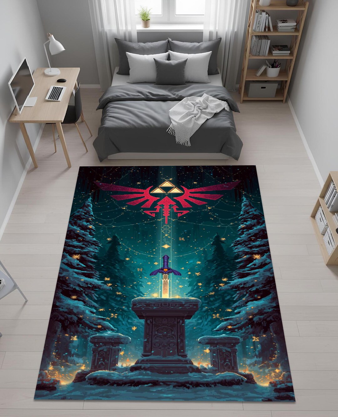 Master Sword Triforce Legend of Zelda Rug Fantasy Snowy Forest Area ...